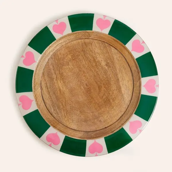ZSA ZSA ZSU Lakri Mango Wood Charger Plate 13 - Green