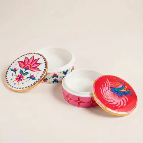 ZSA ZSA ZSU Shekou Porcelain Decorative Object 2 Pcs Box Set - White