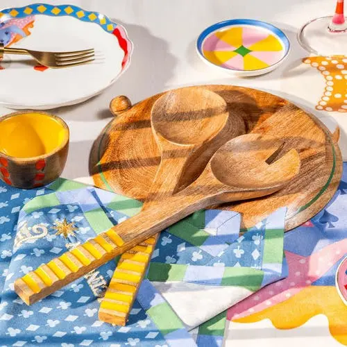 ZSA ZSA ZSU Lakri Mango Wood Salad Spoon & Serving Board Set Of 2