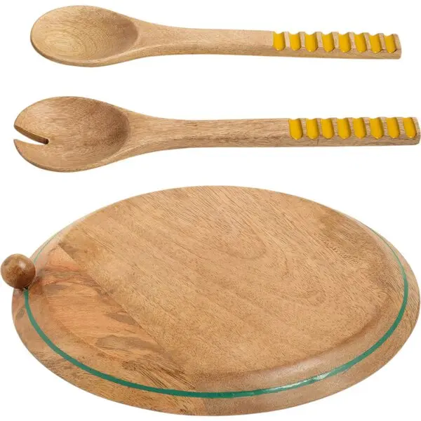 ZSA ZSA ZSU Lakri Mango Wood Salad Spoon & Serving Board Set Of 2