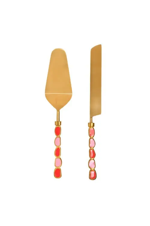 ZSA ZSA ZSU Rampur Steel Cake Serving Set Maximalist Set Of 2