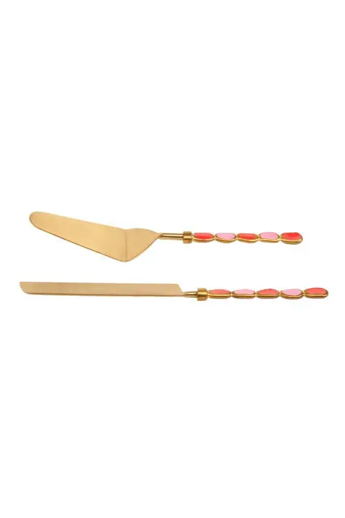 ZSA ZSA ZSU Rampur Steel Cake Serving Set Maximalist Set Of 2