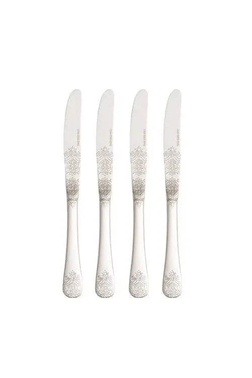 ZSA ZSA ZSU Dume Patterned Stainless Steel Dessert Knife Set Of 4 - Silver