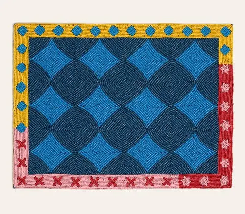 ZSA ZSA ZSU Dadri Beadded Placemat Geometric 12x16 - Blue