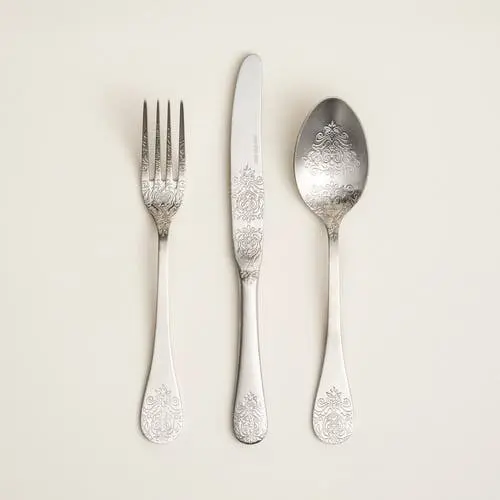ZSA ZSA ZSU Dume Patterned Stainless Steel Dinner Spoon Set Of 4 - Silver