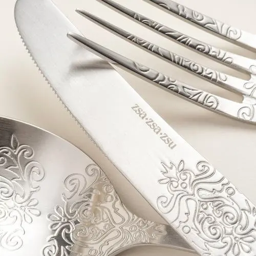 ZSA ZSA ZSU Dume Patterned Stainless Steel Dinner Spoon Set Of 4 - Silver