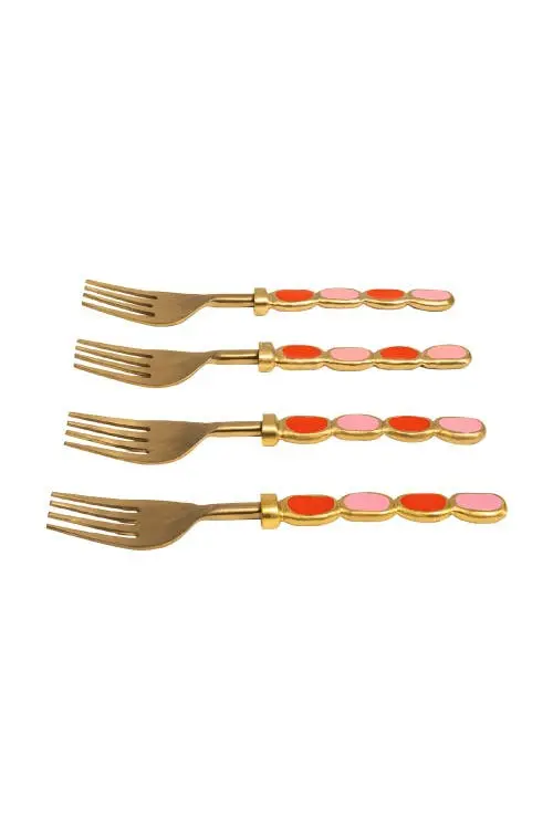 ZSA ZSA ZSU Rampur Steel Dessert Fork Set Of 4