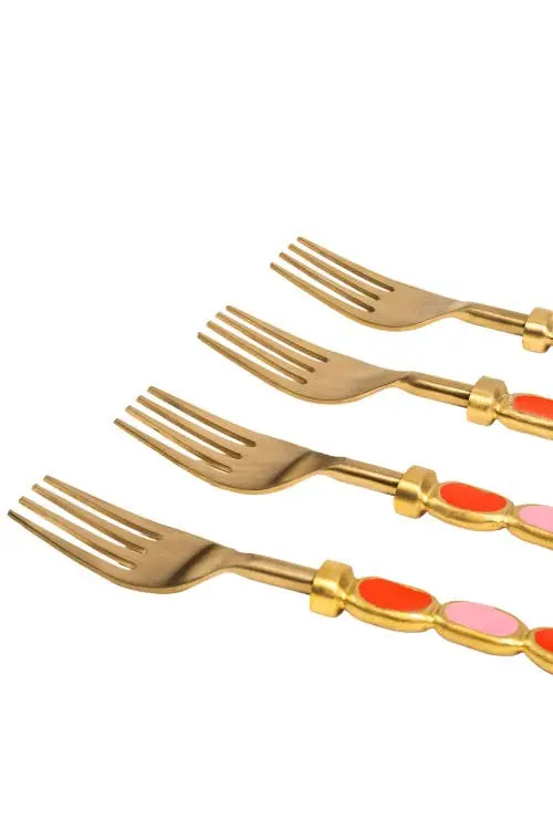 ZSA ZSA ZSU Rampur Steel Dessert Fork Set Of 4