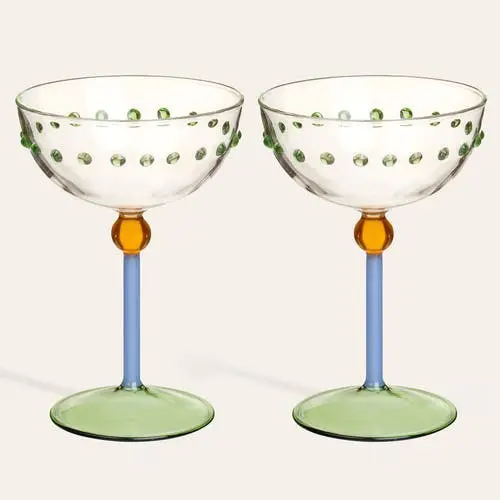 ZSA ZSA ZSU Henan Borosilicate Glass Martini Glass 10 Oz Set Of 2 - Clear