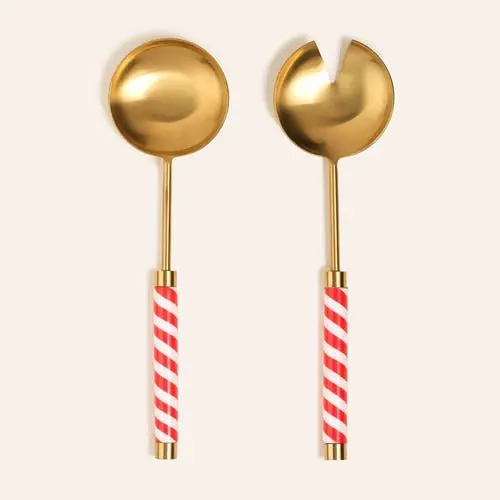 ZSA ZSA ZSU Rampur Steel Salad Serving Set Of 2 - Gold