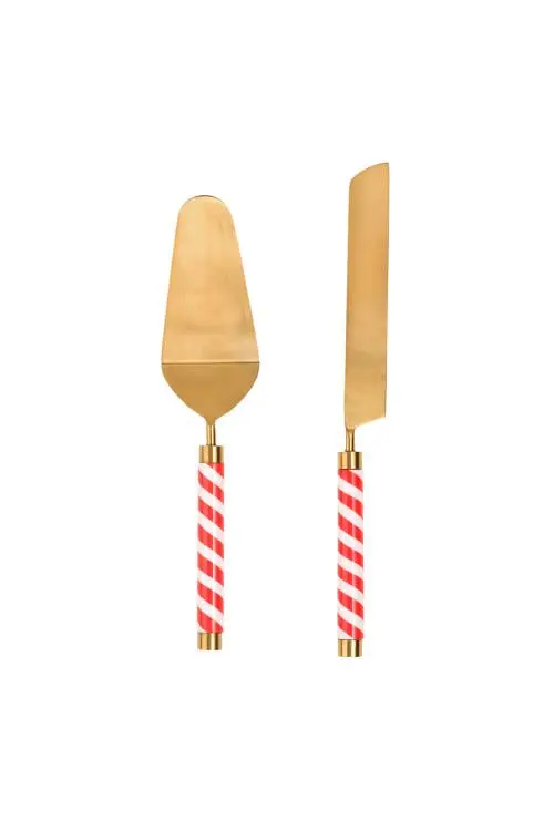 ZSA ZSA ZSU Rampur Steel Cake Serving Set Of 2 - Gold