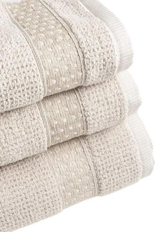 ZSA ZSA ZSU Viseu Tight Jacquard Bordered 100% Cotton Towel 3 Pcs Set
