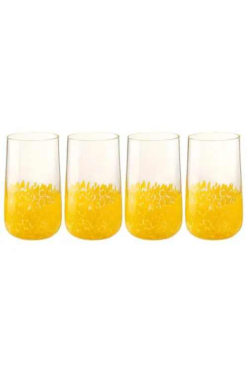 ZSA ZSA ZSU Henan Glass Soft Drink Tumbler 17 Oz Set Of 4 - Clear