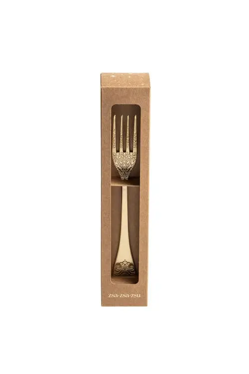 ZSA ZSA ZSU Dume Patterned Stainless Steel Dinner Fork Set Of 4 - Champagne