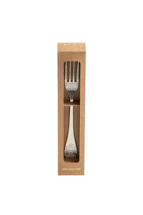 ZSA ZSA ZSU Dume Patterned Stainless Steel Dinner Fork Set Of 4 - Silver