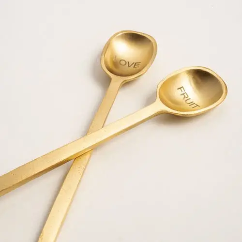 ZSA ZSA ZSU Lotus Set Of 2 Brass Decorative Object With Square Handle Set Of 2