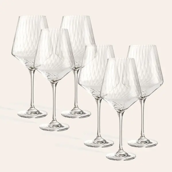 ZSA ZSA ZSU Poznan Optical Glass White Wine Glass 13 Oz Transparent Set Of 6 - Clear