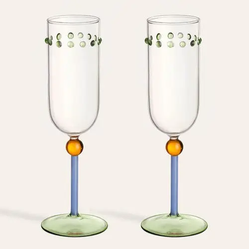 ZSA ZSA ZSU Henan Borosilicate Glass Champagne Flute 8 Oz Set Of 2 - Clear