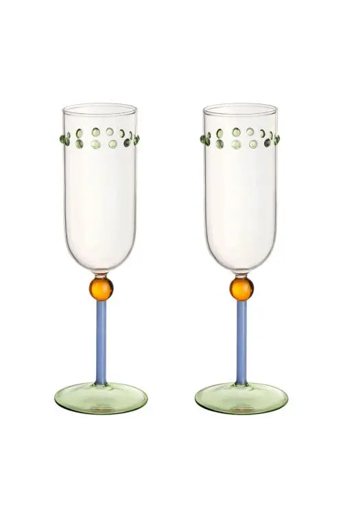 ZSA ZSA ZSU Henan Borosilicate Glass Champagne Flute 8 Oz Set Of 2 - Clear