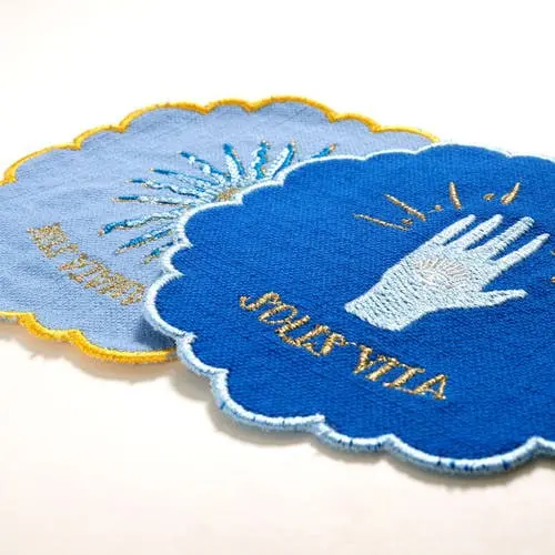 ZSA ZSA ZSU Nilufer 4 Pcs Digital Printed Overlocked Embroidered 100% Cotton Coaster Set