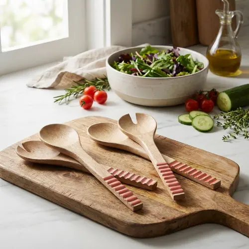 ZSA ZSA ZSU Lakri Mango Wood Salad Serving Spoon Set Of 2