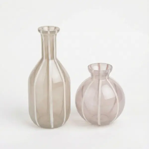 ZSA ZSA ZSU Aravali Hand Painted Glass Decorative Object 2 Piece Set - Beige