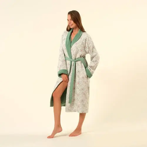 ZSA ZSA ZSU Tabea Shawl Collar Muslin 100% Cotton Bathrobe