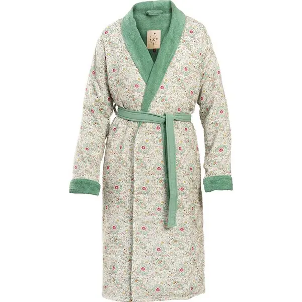 ZSA ZSA ZSU Tabea Shawl Collar Muslin 100% Cotton Bathrobe - Green