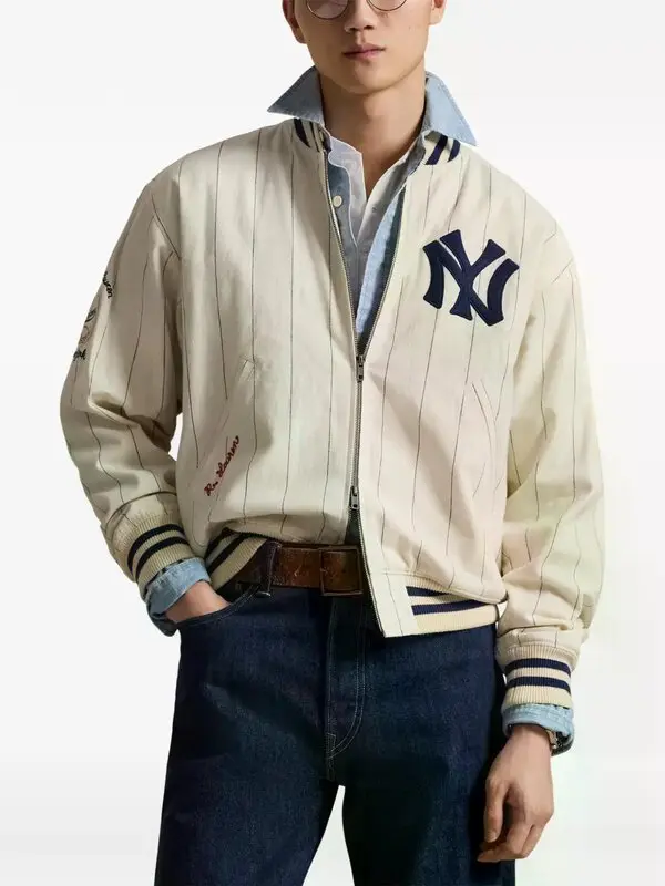 Polo Ralph Lauren X Yankees Striped Zip-up Bomber Jacket