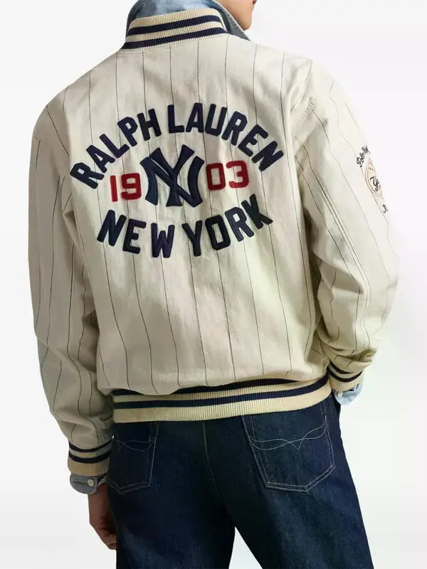 Polo Ralph Lauren X Yankees Striped Zip-up Bomber Jacket