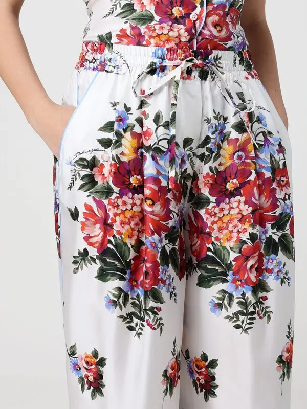 Dolce & Gabbana Floral Silk Wide-leg Trousers