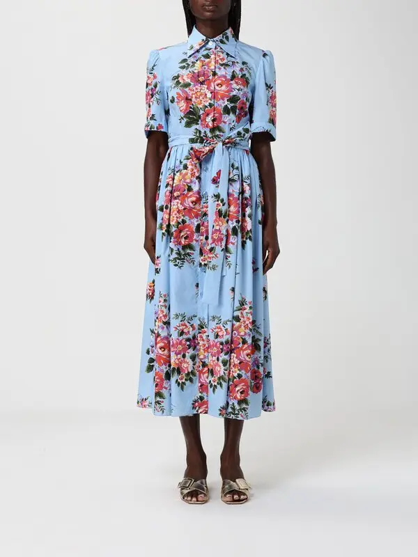 Dolce & Gabbana Floral Print Midi Shirt Dress - Gnawed Blue