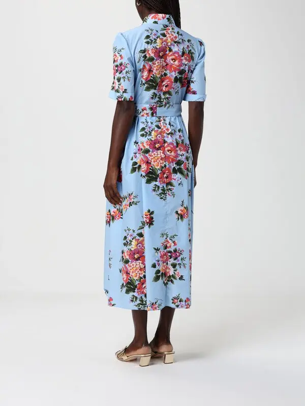 Dolce & Gabbana Floral Print Midi Shirt Dress - Gnawed Blue