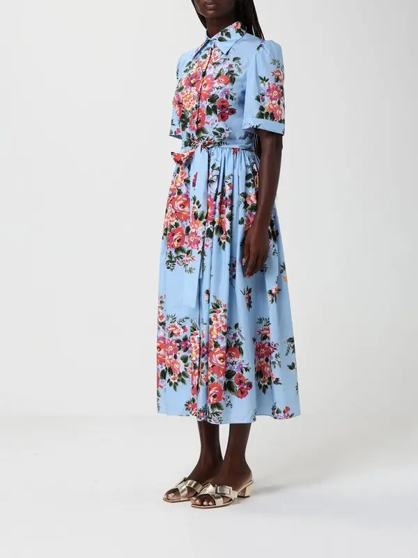 Dolce & Gabbana Floral Print Midi Shirt Dress - Gnawed Blue