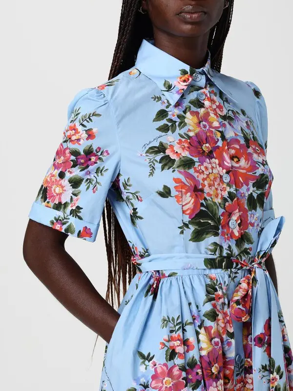 Dolce & Gabbana Floral Print Midi Shirt Dress - Gnawed Blue