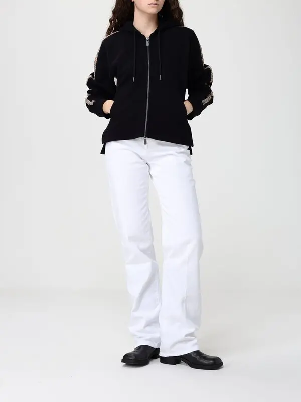 Burberry Cotton Hoodie With Check Bands