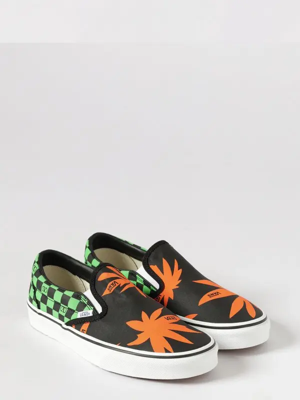 VANS X Valentino Garavani Checkered Tropical Print Slip-on Sneakers - Black