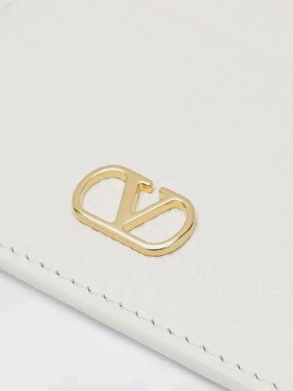 Valentino Garavani Vlogo Signature Grained Leather Credit Card Holder