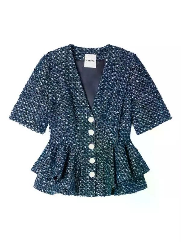 Sandro Sequin-embellished Peplum Top - Blue