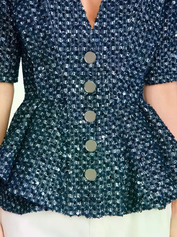 Sandro Sequin-embellished Peplum Top - Blue