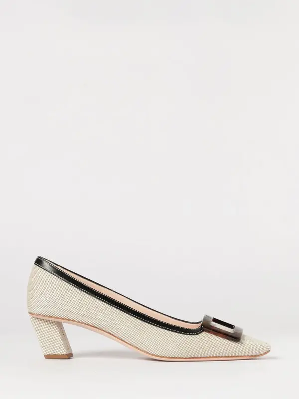 ROGER VIVIER Belle Vivier Canvas Pumps - Beige