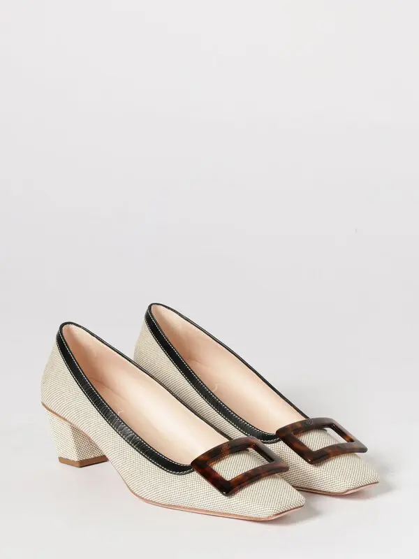 ROGER VIVIER Belle Vivier Canvas Pumps - Beige
