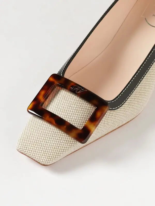 ROGER VIVIER Belle Vivier Canvas Pumps - Beige