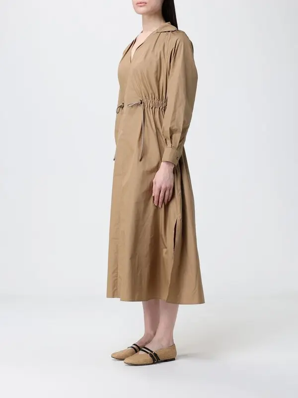 Max Mara Cotton Long Sleeve Dress - Brown