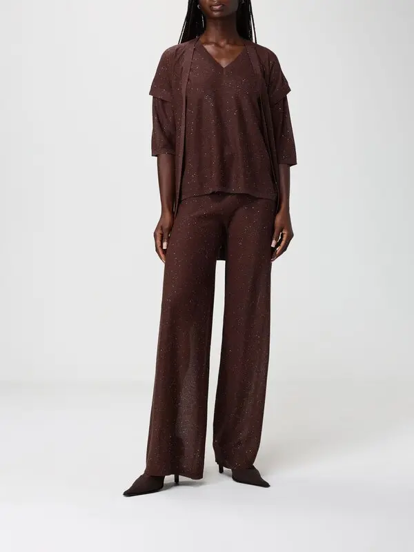 KANGRA Sequin Embellished Wide-leg Trousers - Cocoa