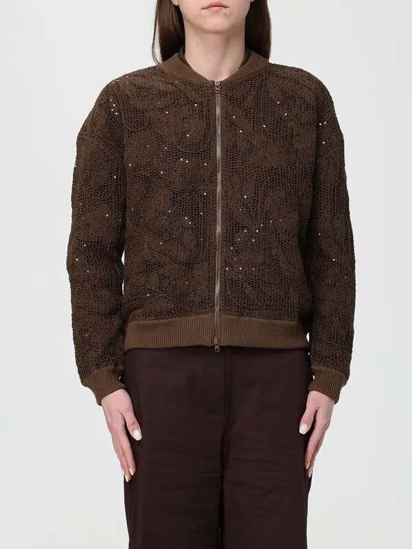 KANGRA Cotton Blend Sequined Bomber Cardigan