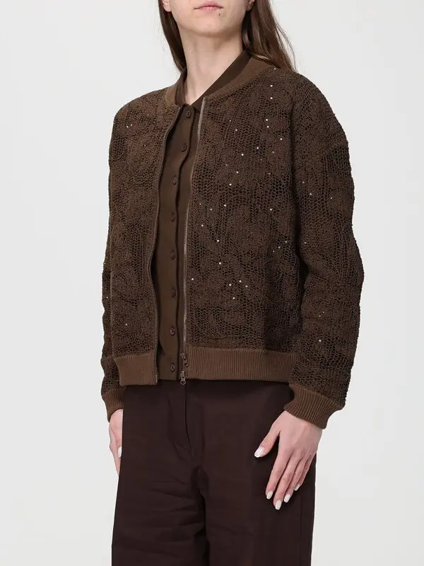 KANGRA Cotton Blend Sequined Bomber Cardigan