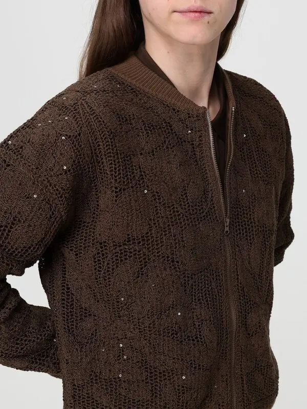 KANGRA Cotton Blend Sequined Bomber Cardigan
