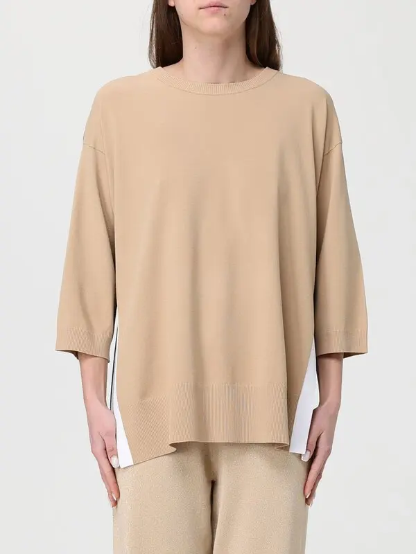 KANGRA Two-tone Viscose Blend Top - Beige