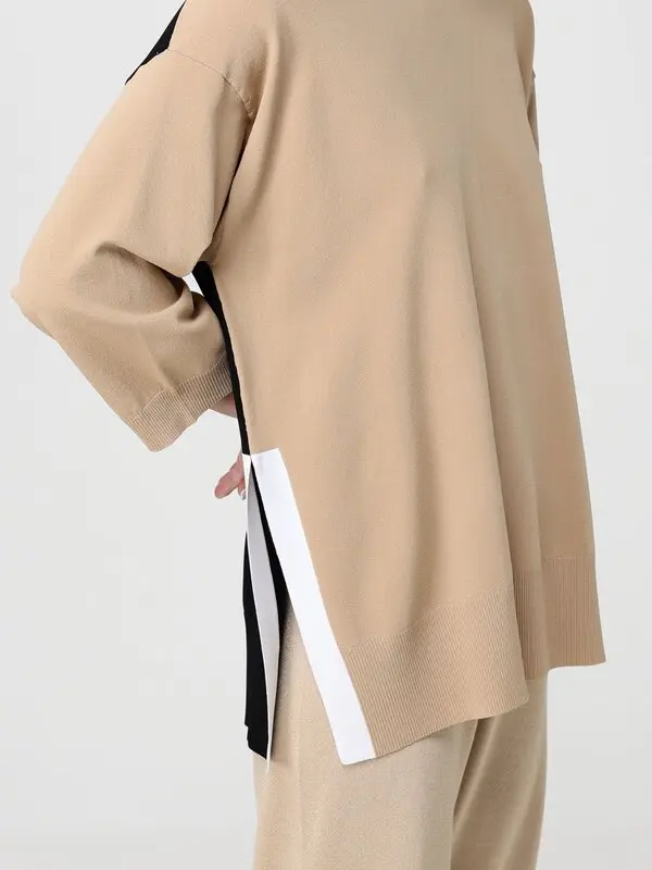 KANGRA Two-tone Viscose Blend Top - Beige
